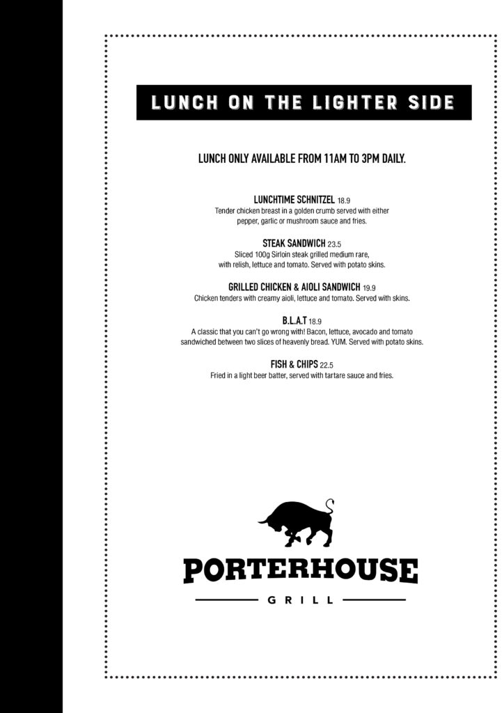 Main Menu | Porterhouse Grill